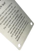 China Custom Multilingual Safety Warning Aluminum Nameplates Compliant Furniture Labels for sale