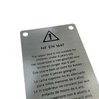 China Custom Multilingual Safety Warning Aluminum Nameplates Compliant Furniture Labels for sale