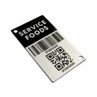 China Custom Silver Surface Black Logo Metal Asset Tag Aluminum Serial Number Barcode Label for Warehouse Management for sale