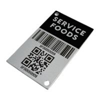 China Custom Silver Surface Black Logo Metal Asset Tag Aluminum Serial Number Barcode Label for Warehouse Management for sale
