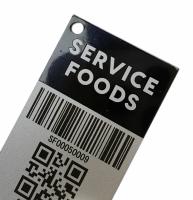 China Custom Silver Surface Black Logo Metal Asset Tag Aluminum Serial Number Barcode Label for Warehouse Management for sale