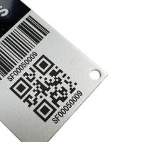 China Custom Silver Surface Black Logo Metal Asset Tag Aluminum Serial Number Barcode Label for Warehouse Management for sale