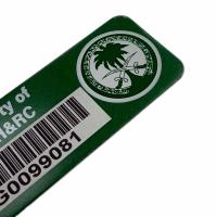 China Custom Green Surface Metal Asset Tag Unique Serial Number Aluminum Barcode Label for Logistics Tracking for sale