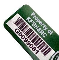 China Custom Green Surface Metal Asset Tag Unique Serial Number Aluminum Barcode Label for Logistics Tracking for sale