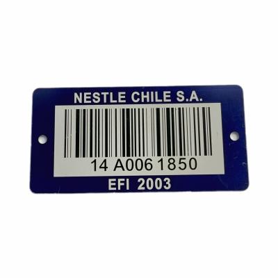 China Customized Durable Metal Barcode Labels With Two Fixed Holes For Stable Recognition for sale
