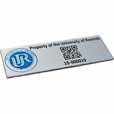 China Customized Laser Engraving Aluminum Qr Code Printing Metal Name Plates Tags With Holes for sale