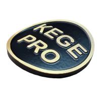 China Custom Curved Round Aluminum Nameplate With Gold Anodized Finish for sale