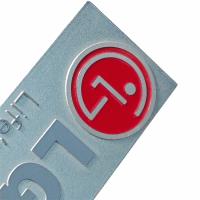 China Custom Painted Cast Aluminum Nameplate With Silver Sand Blasted Background for sale