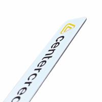 China Aluminum Metal Nameplate With White Background & Adhesive Backing for sale