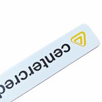 China Aluminum Metal Nameplate With White Background & Adhesive Backing for sale