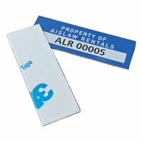 China Custom Blue Background Aluminum Metal Number & Barcode Labels for sale