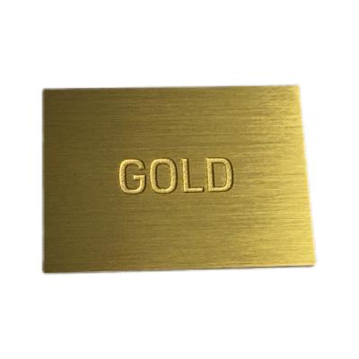 China Customized Golden Brushed Logo Concave Character Metal Identification Nameplate for sale
