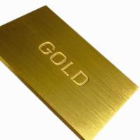 China Customized Golden Brushed Logo Concave Character Metal Identification Nameplate for sale
