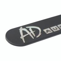 China Manufacture Aluminum Labels Luxury Customized Color Sandblasting Label Anodized Nameplate With Two Feet for sale