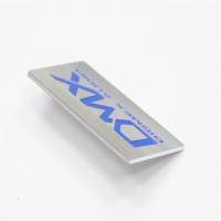 China Customized Hydraulic Aluminum Nameplate With Anodized Matte Silver Surface And Blue Logo Metal Nameplate for sale