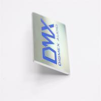 China Customized Hydraulic Aluminum Nameplate With Anodized Matte Silver Surface And Blue Logo Metal Nameplate for sale