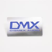 China Customized Hydraulic Aluminum Nameplate With Anodized Matte Silver Surface And Blue Logo Metal Nameplate for sale