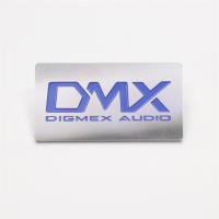 China Customized Hydraulic Aluminum Nameplate With Anodized Matte Silver Surface And Blue Logo Metal Nameplate for sale