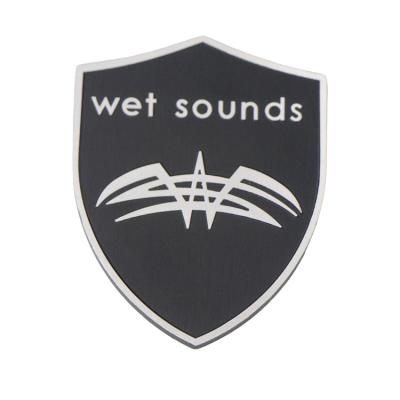 China Custom Shield-shaped Die-cast Aluminum Nameplate With Adhesive Backing for sale