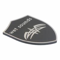 China Custom Shield-shaped Die-cast Aluminum Nameplate With Adhesive Backing for sale