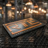 China Custom Metal Silk Printing Orange logo Nameplate Text Embossed Aluminum Label with Adhesive for sale