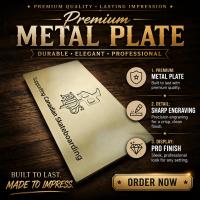 China Custom High‑Quality Brass Etched Sand‑Blasted Metal Nameplate for sale