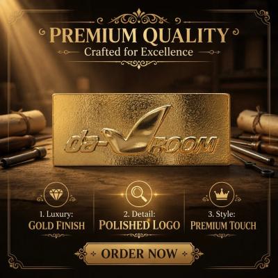 China Custom Electroplated Gold Embossed Zinc‑Alloy Metal Nameplate for sale