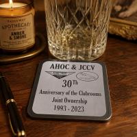 China Customized Silver Background Stainless Steel Commemorative Metal Coasters for sale