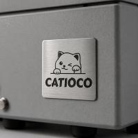 China Custom Cat Brushed Background Stainless Steel Metal Nameplate With Adhesive for sale