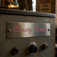 China Custom Etched Stainless Steel Nameplate Filled With Pink Paint With Mounting Holes for sale
