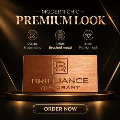 China Custom Red Copper Brushed Logo Label Metal Engraved Letters Nameplate for Jewelry Boxes for sale