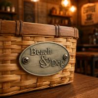 China Custom-made Metal Retro-colored Surface Signs Electroplated Zinc Alloy Labels for Bamboo Baskets for sale
