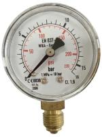 China General Service Pressure Gauge with 400 Bar Range, IP54 Protection, and Copper Alloy Wetted Parts for sale