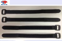 China 20mm x 150mm Black Nylon Hook and Loop Strap with D-Ring Buckle Adjustable Reusable for sale