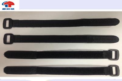 China 20mm x 150mm Black Nylon Hook and Loop Strap with D-Ring Buckle Adjustable Reusable for sale