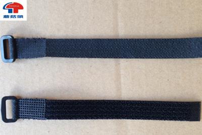 China Stretchy Adjustable Loop Strap Fastener with Plastic Buckle Black Nylon 10mm to 150mm Width for sale