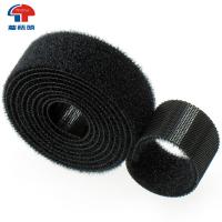 China Nylon Cable Ties Roll 25m Hook and Loop Reusable Wire Straps 10-150mm Width Black for sale