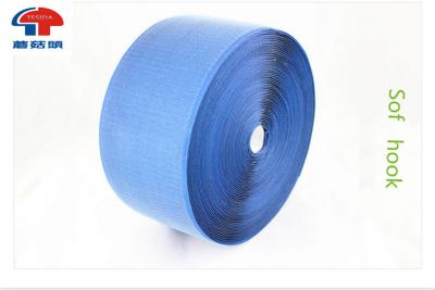 China Blue Soft Hook and Loop Tape Fasteners Double Sided Reusable Nylon 25m Roll for sale