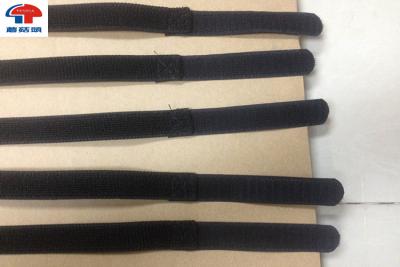 China Eco Friendly Welded Elastic Hook and Loop Strap Self Stick Touch Fastener Black 25mm Width for sale