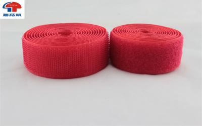China Red Magic Sew On Hook and Loop Fastener Tape 25m Roll High Sticky Nylon 10-150mm Width for sale