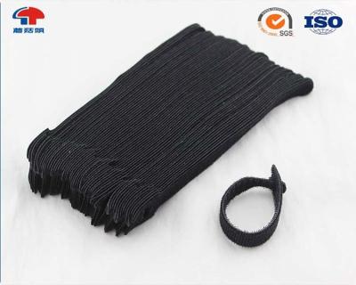 China Eco Friendly Self Adhesive Hook and Loop Cable Ties Reusable Black 8mm x 100mm for sale