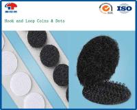 China Sticky Back Hook and Loop Coins 15mm Diameter Black Nylon Polyester Dots for sale