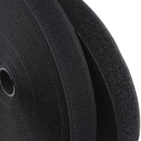 China 25mm Black Self-Adhesive Hook and Loop Tape 25m Roll Nylon Fastener Strips for Crafts Office for sale