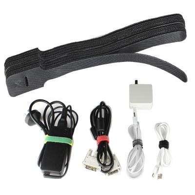 China Nylon Hook and Loop Cable Ties Self-Adhesive 0.5 inch Width 6 inch Length Black White for sale