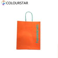 China Vibrant Orange Premium Paper Gift Bags with Contrast Handles | Eco-Friendly Thick Retail Shopping Bags / Party Favor Bags | Multipurpose Packaging for sale