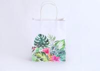 China Tropical Leaf Printed Paper Shopping Bags with Twisted Handles for sale