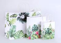 China Tropical Leaf Printed Paper Shopping Bags with Twisted Handles for sale