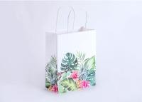 China Tropical Leaf Printed Paper Shopping Bags with Twisted Handles for sale