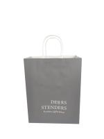 China Gray Paper Shopping Bag with White Lettering and Handles for sale