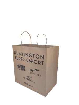 China Surf-Inspired Brown Paper Shopping Bag with Handles for sale